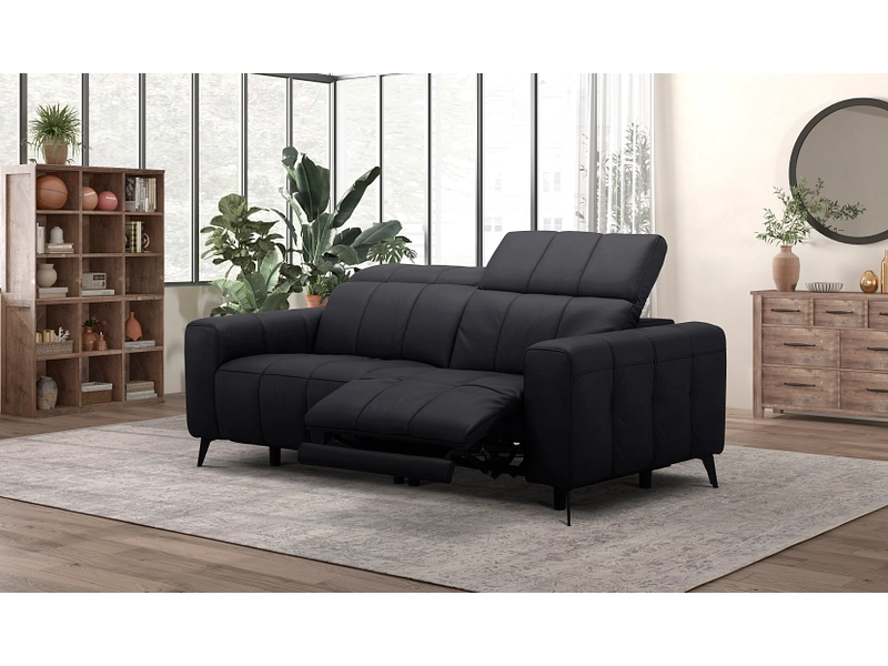 2er Sofa TEMPU 100% Leder schwarz - Conforama CH