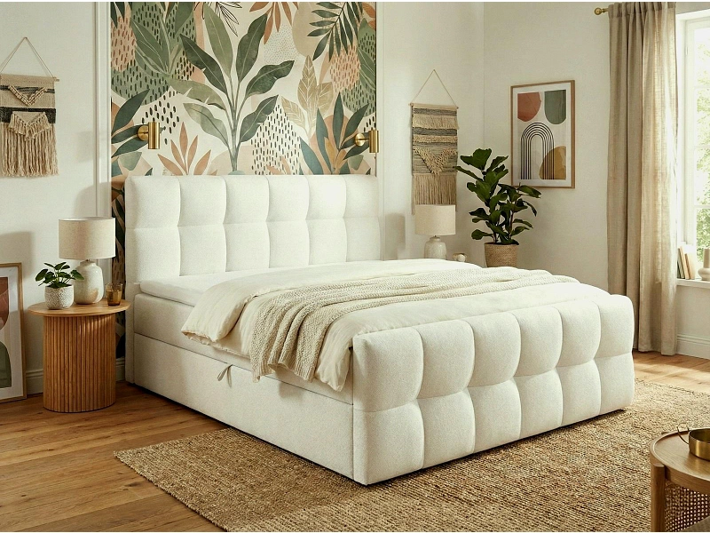 Boxspring BELLAGIO beige 160x200cm mi-ferme - Conforama CH