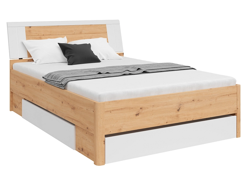 Lit SATURN 140x200cm décor chêne artisan - Conforama CH